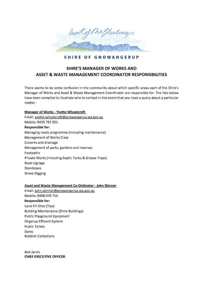 News Story - Shire’s Manager Of Works And Asset & Waste Management ...