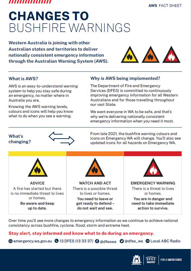 News Story - Changes to Bushfire Warnings » Shire of Gnowangerup